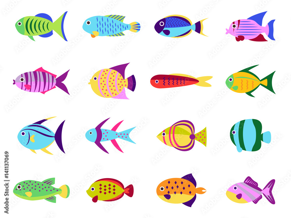 Cute fish vector set Stock Vector | Adobe Stock