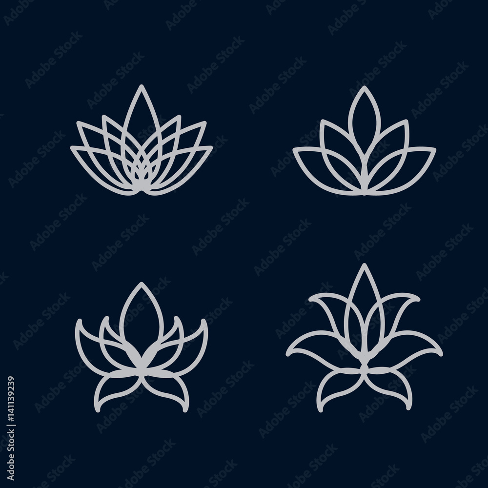 Lotus flower icon set Stock Vector | Adobe Stock