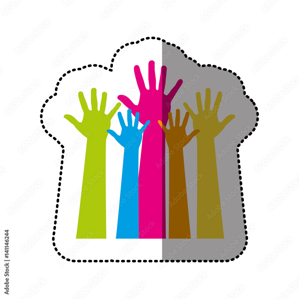 color hands up icon, vector illustration design Stock Vector | Adobe Stock
