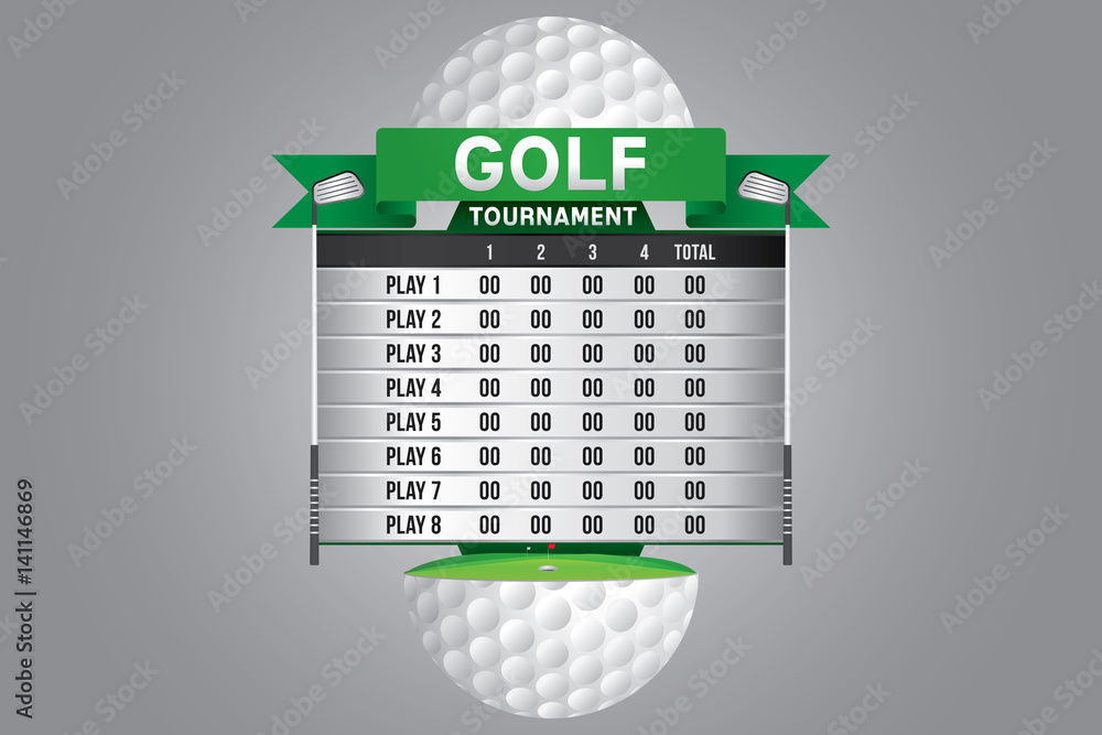 Vector of golf tournament with player and scoreboard. Stock Vector ...