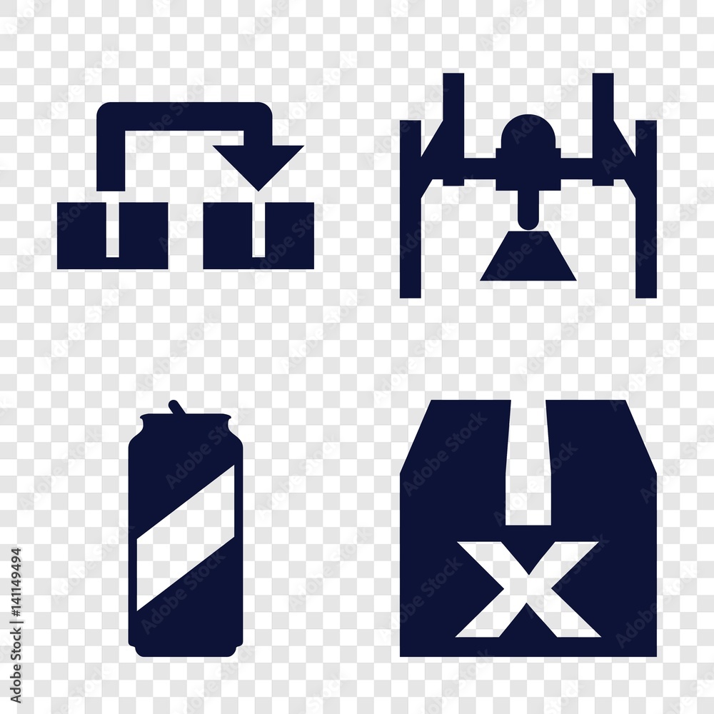 Set of 4 packing filled icons Stock-Vektorgrafik | Adobe Stock