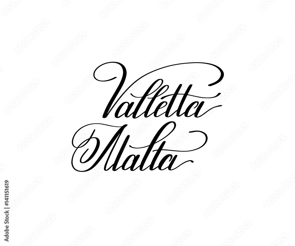 hand lettering the name of the European capital - Valletta Malta Stock ...