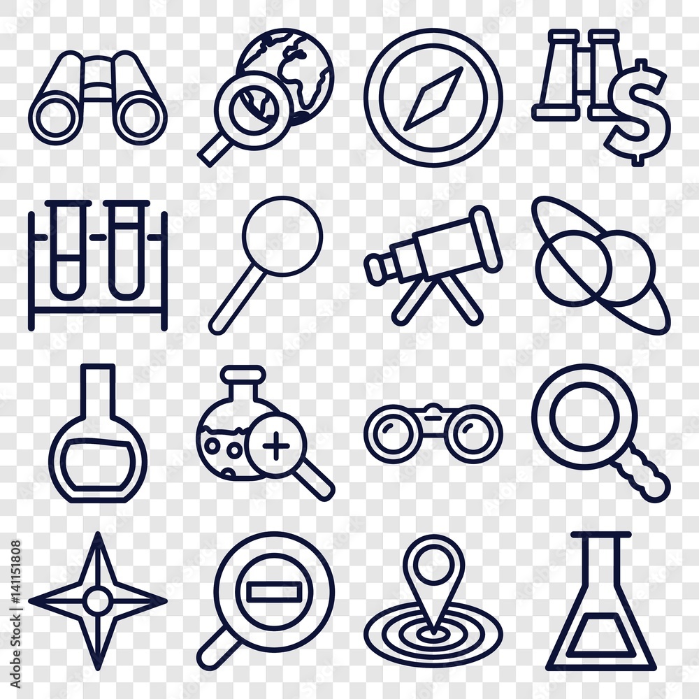 Set of 16 discovery outline icons Stock Vector | Adobe Stock