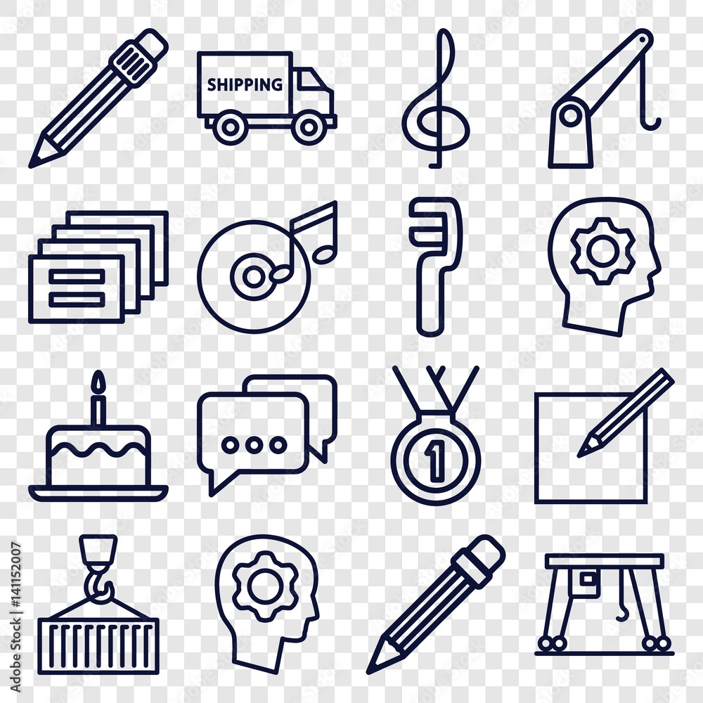 Set of 16 pictograph outline icons Stock-Vektorgrafik | Adobe Stock