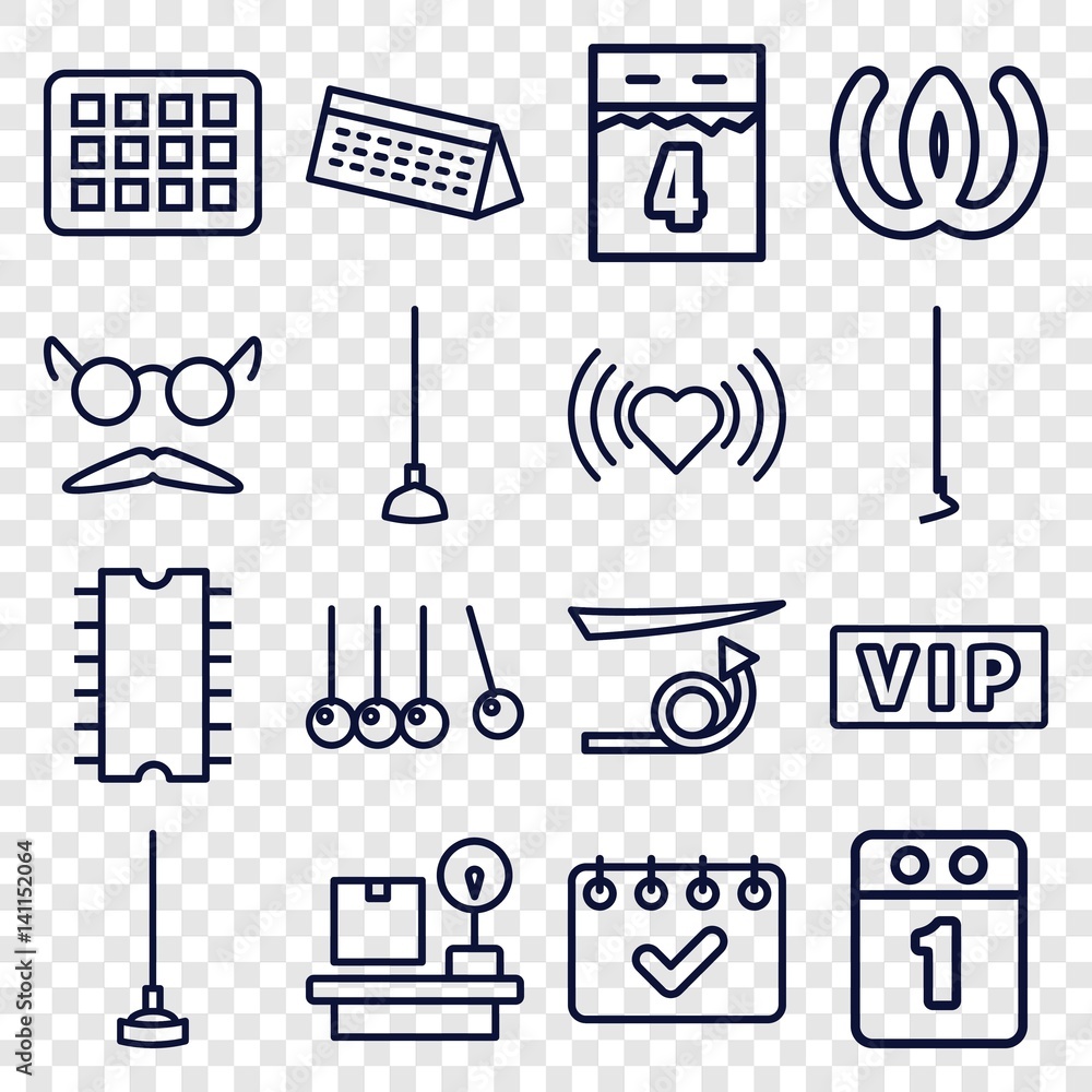 Set of 16 long outline icons Stock Vector | Adobe Stock
