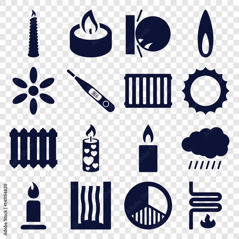 Set of 16 heat filled icons Stock-Vektorgrafik | Adobe Stock