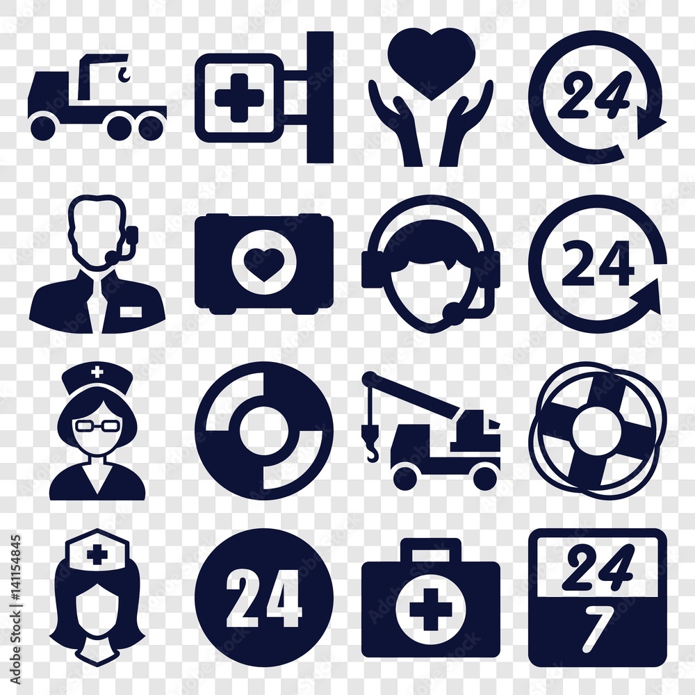 Set of 16 assistance filled icons Stock-Vektorgrafik | Adobe Stock