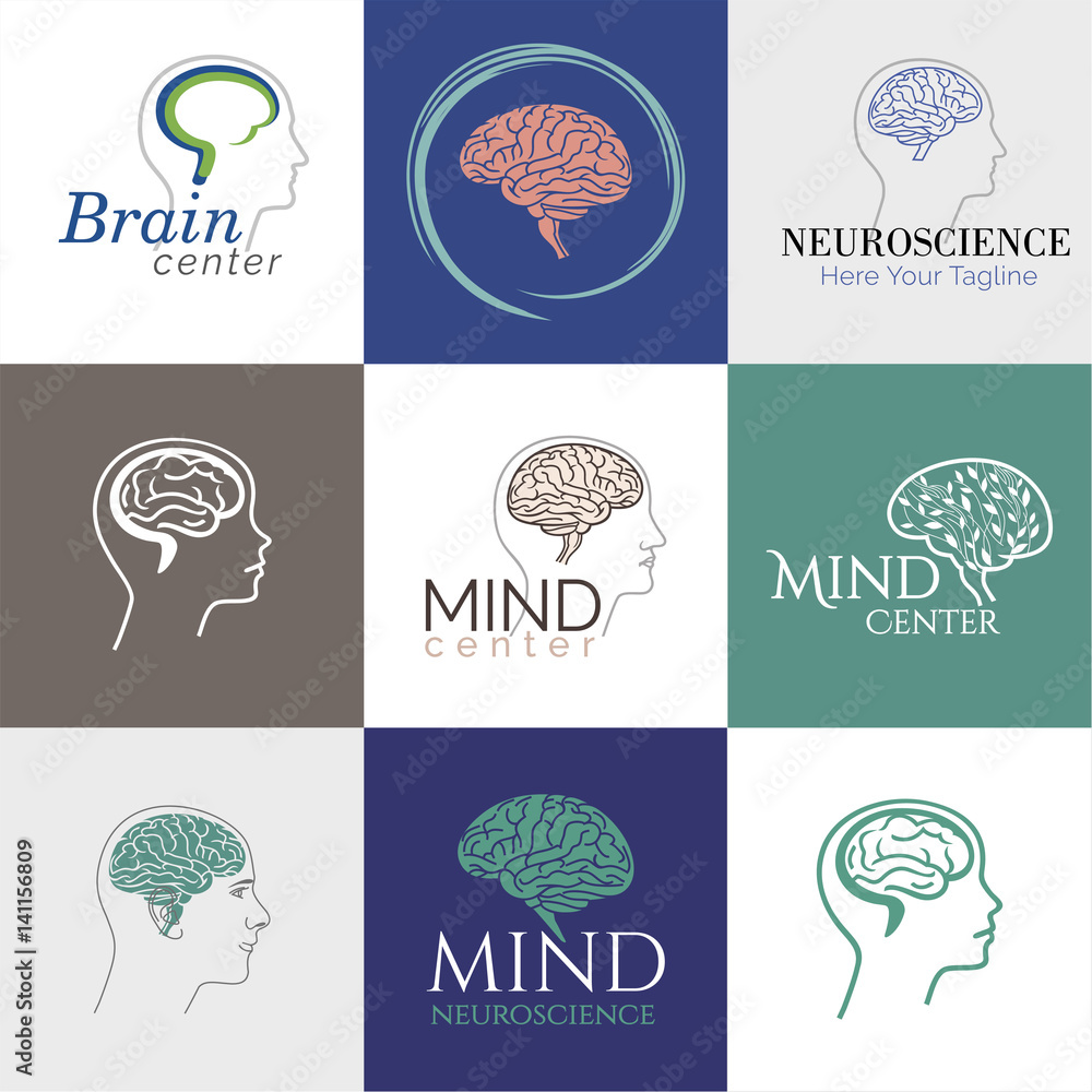 Brain, Creative mind, learning and design icons. Man head, people ...