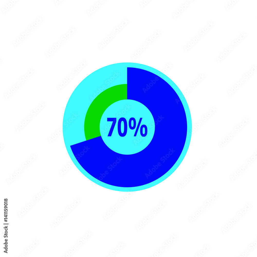 Chart 70 percent, pie graph. Vector illustration Stock Vector | Adobe Stock