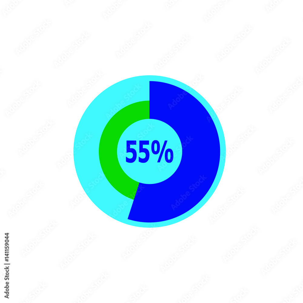 Chart 55 percent, pie graph. Vector illustration Stock Vector | Adobe Stock