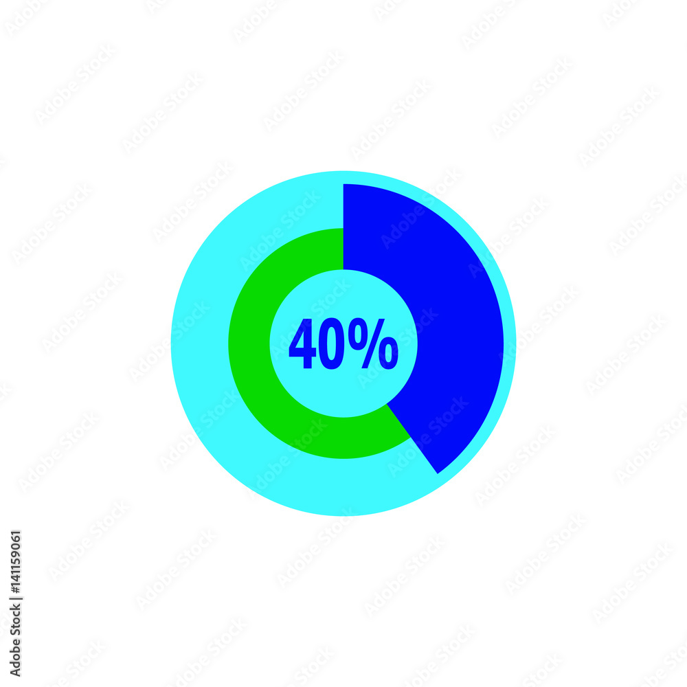 Chart 40 percent, pie graph. Vector illustration Stock Vector | Adobe Stock