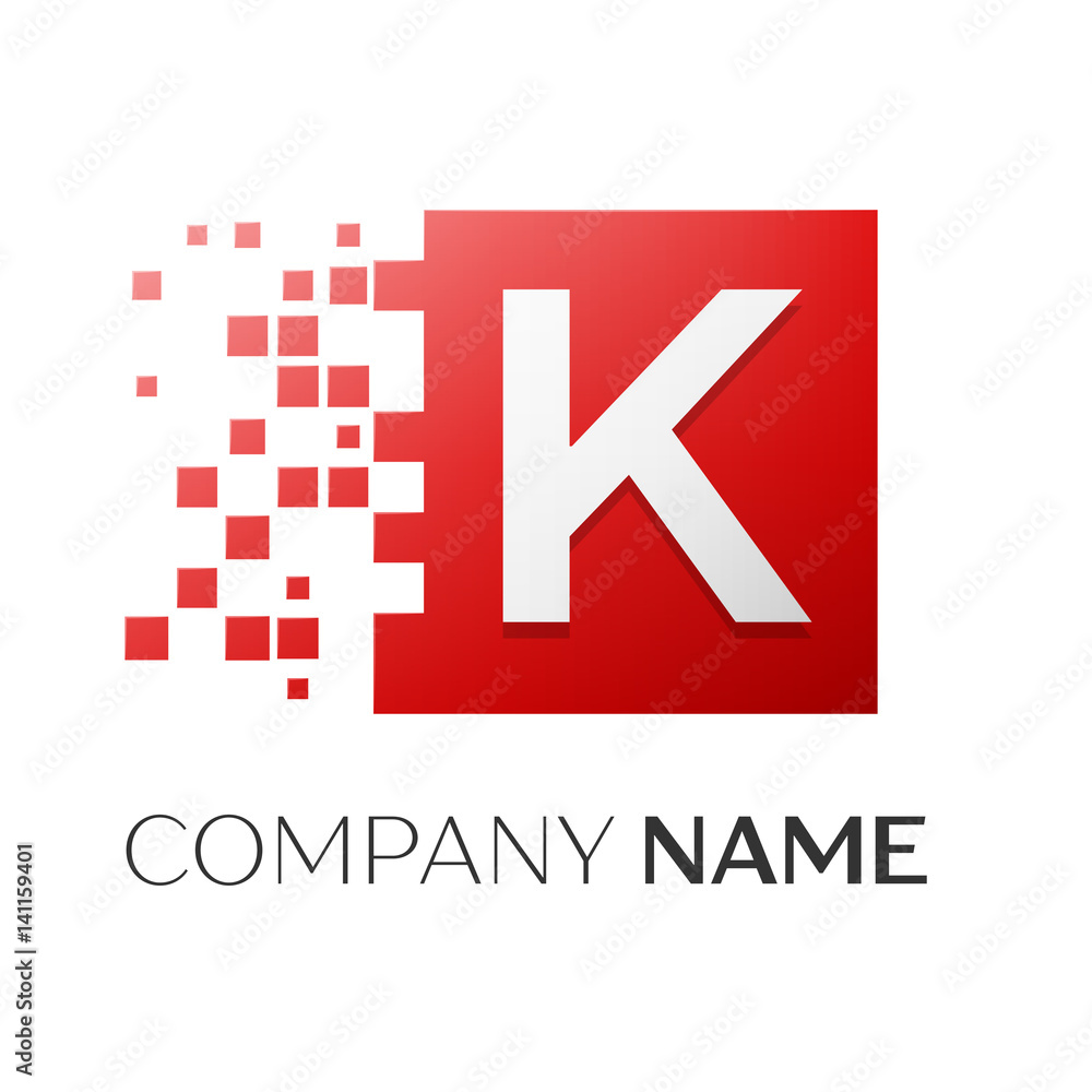 Letter K vector logo symbol in the colorful square with shattered ...