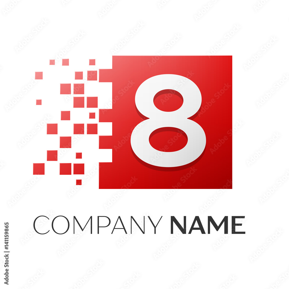 Number eight vector logo symbol in the colorful square on white ...