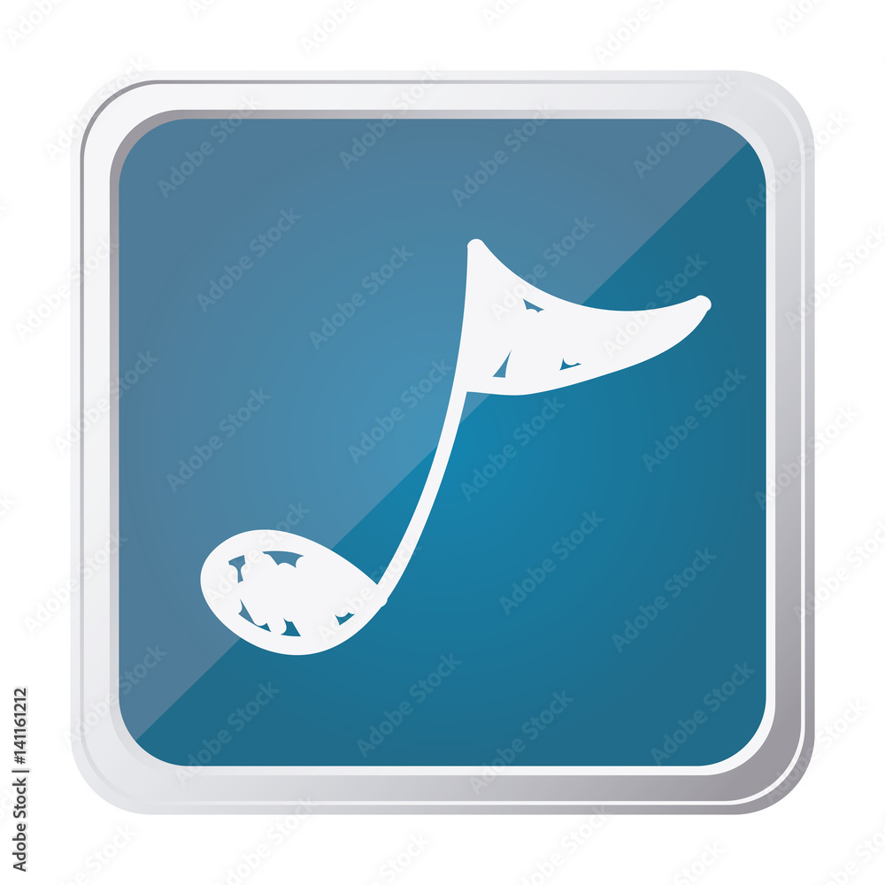 button of sign eighth note with background blue and hand drawn vector ...