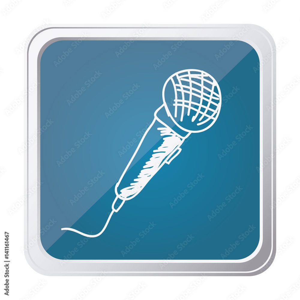 button of microphone with background blue and hand drawn vector ...