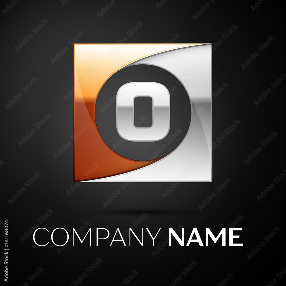 Letter O vector logo symbol in the colorful square on black background ...