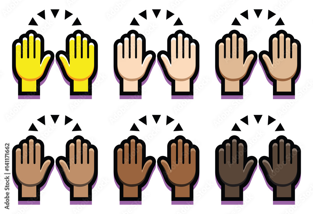 Vector Of Different Hand Icons Isolated On White Background Stock ...