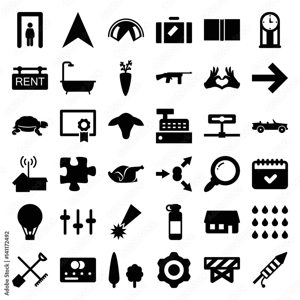 Set of 36 element filled icons Stock-Vektorgrafik | Adobe Stock