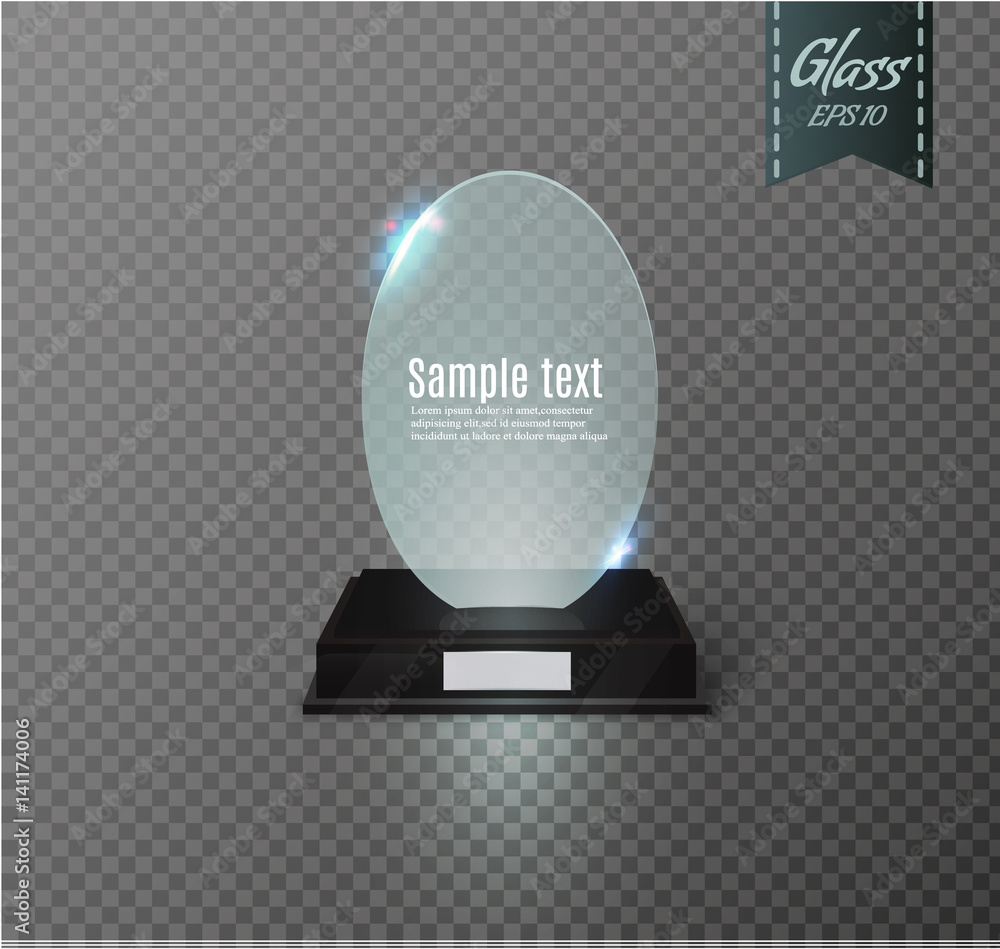 Blank glass trophy award on a transparent background. Glossy trophy for ...