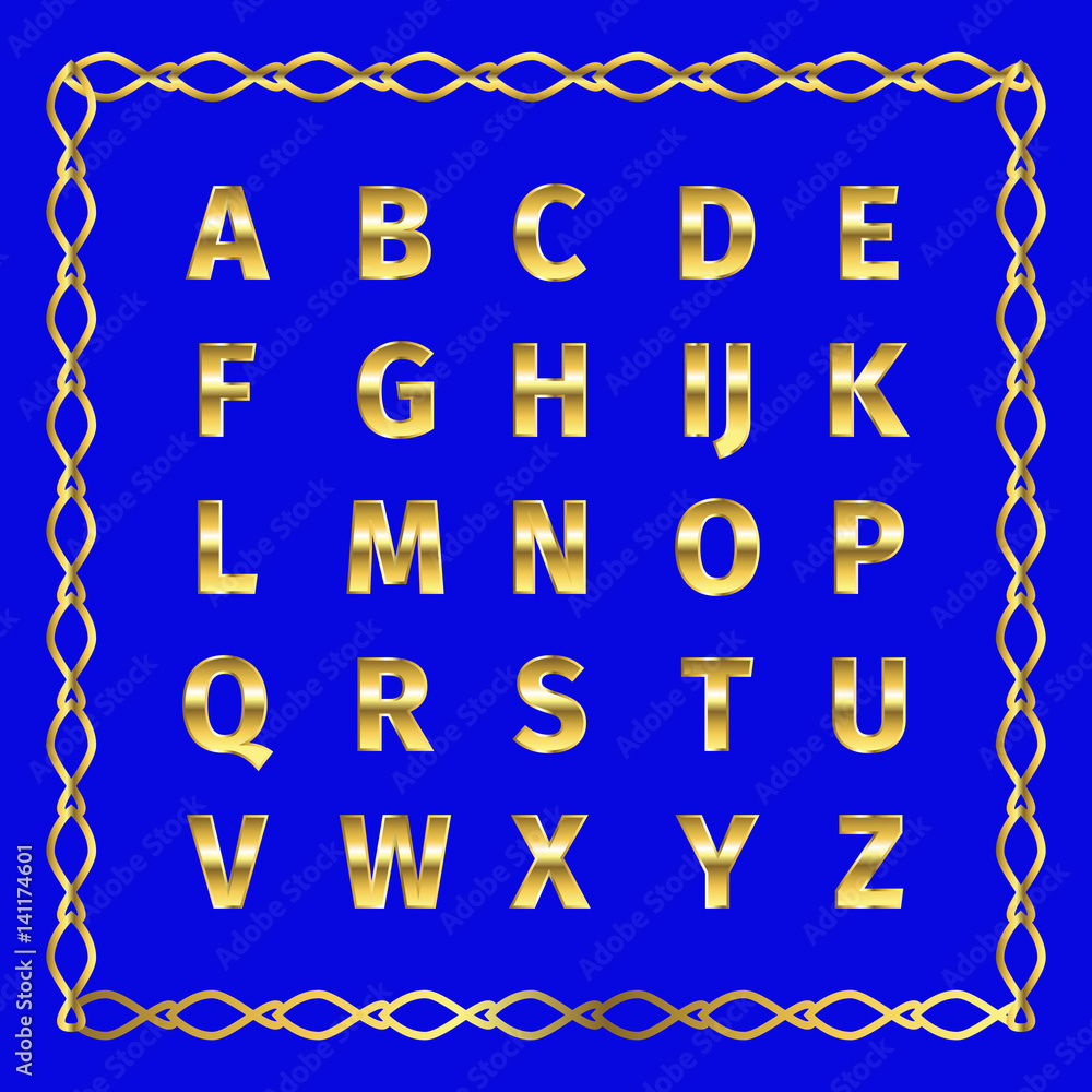 Vector golden alphabet. Golden letters. Stock Vector | Adobe Stock