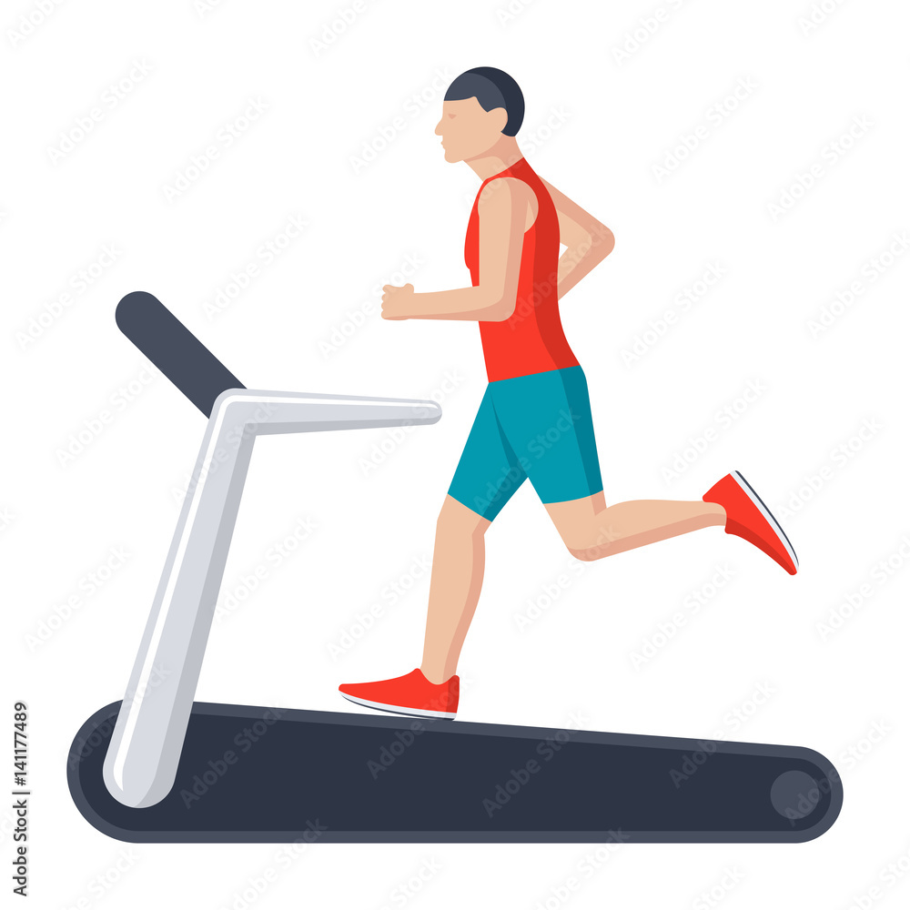 Running on treadmill, vector illustration in flat style Stock Vector ...
