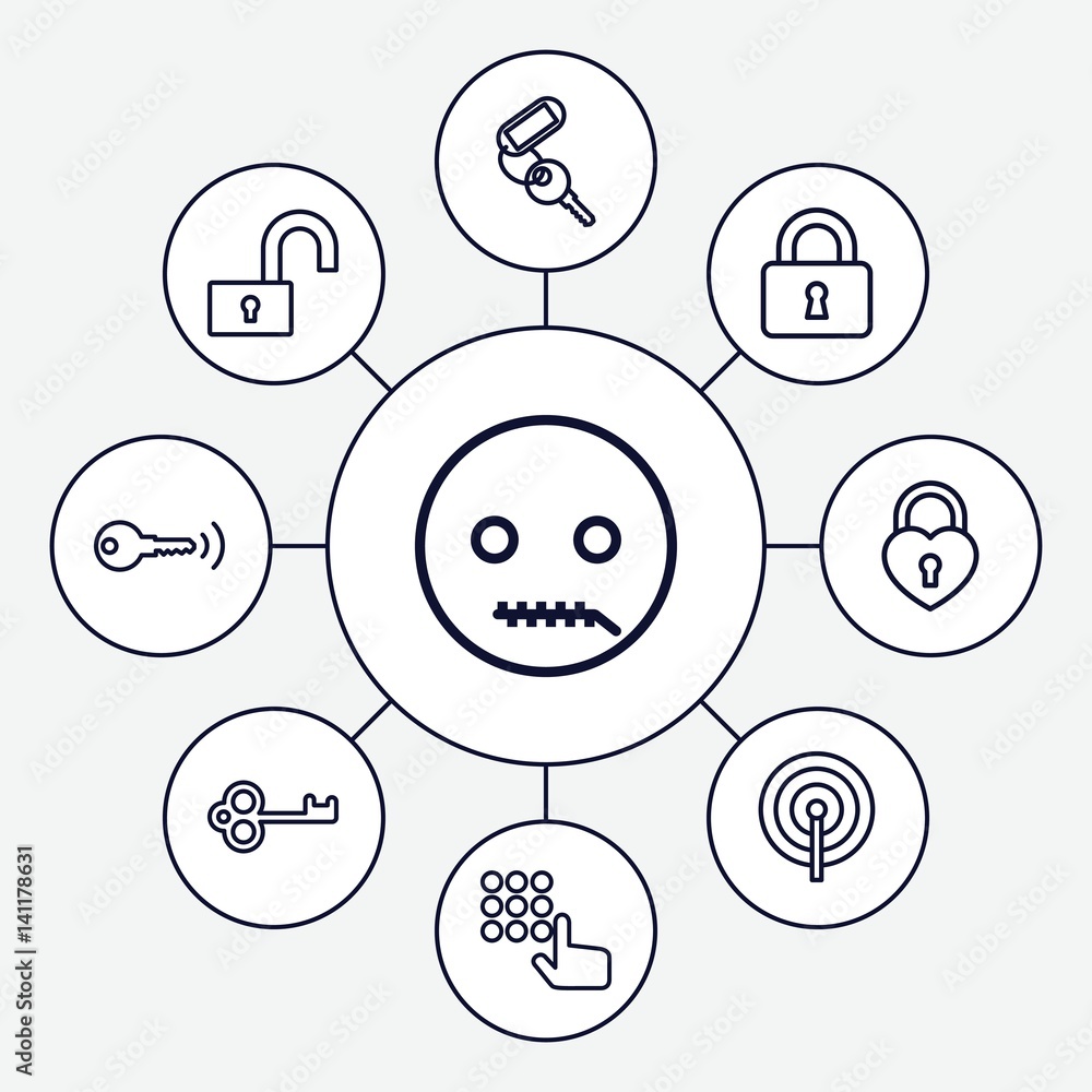 Set of 9 secret outline icons vector de Stock | Adobe Stock
