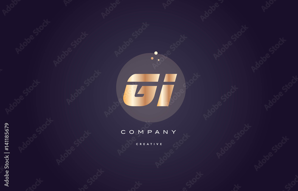 gi g i gold metal purple alphabet letter logo icon template Stock ...