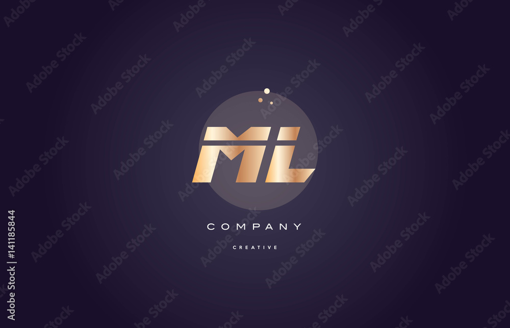 ml m l gold metal purple alphabet letter logo icon template Stock ...