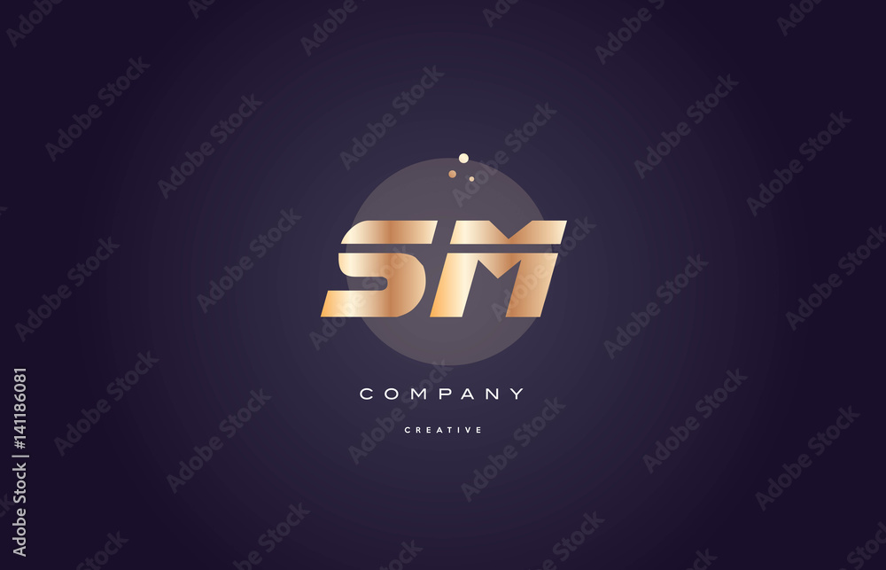 sm s m gold metal purple alphabet letter logo icon template Stock ...