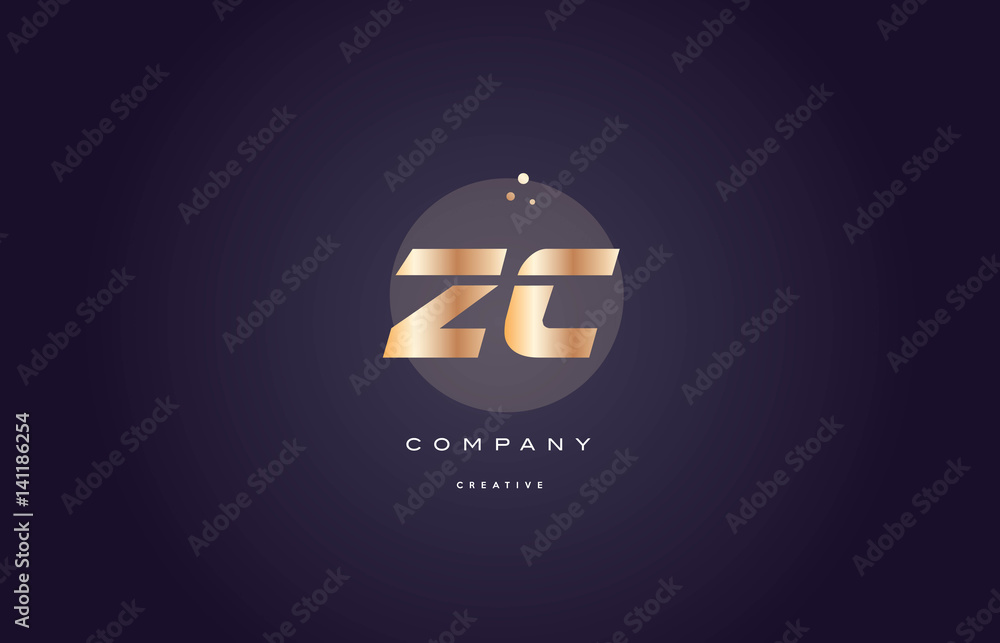zc z c gold metal purple alphabet letter logo icon template Stock Vector | Adobe Stock