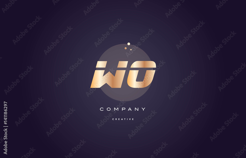wo w o gold metal purple alphabet letter logo icon template Stock ...