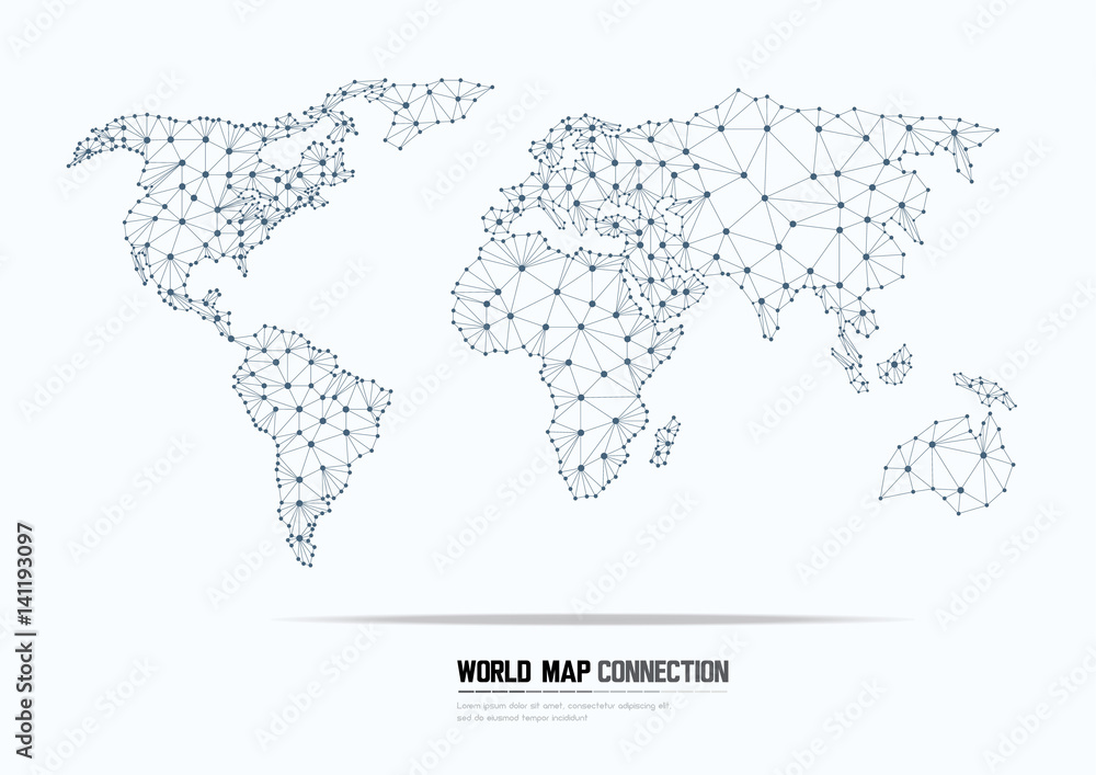 World Map and Connection., vector illustration Stock Vector | Adobe Stock