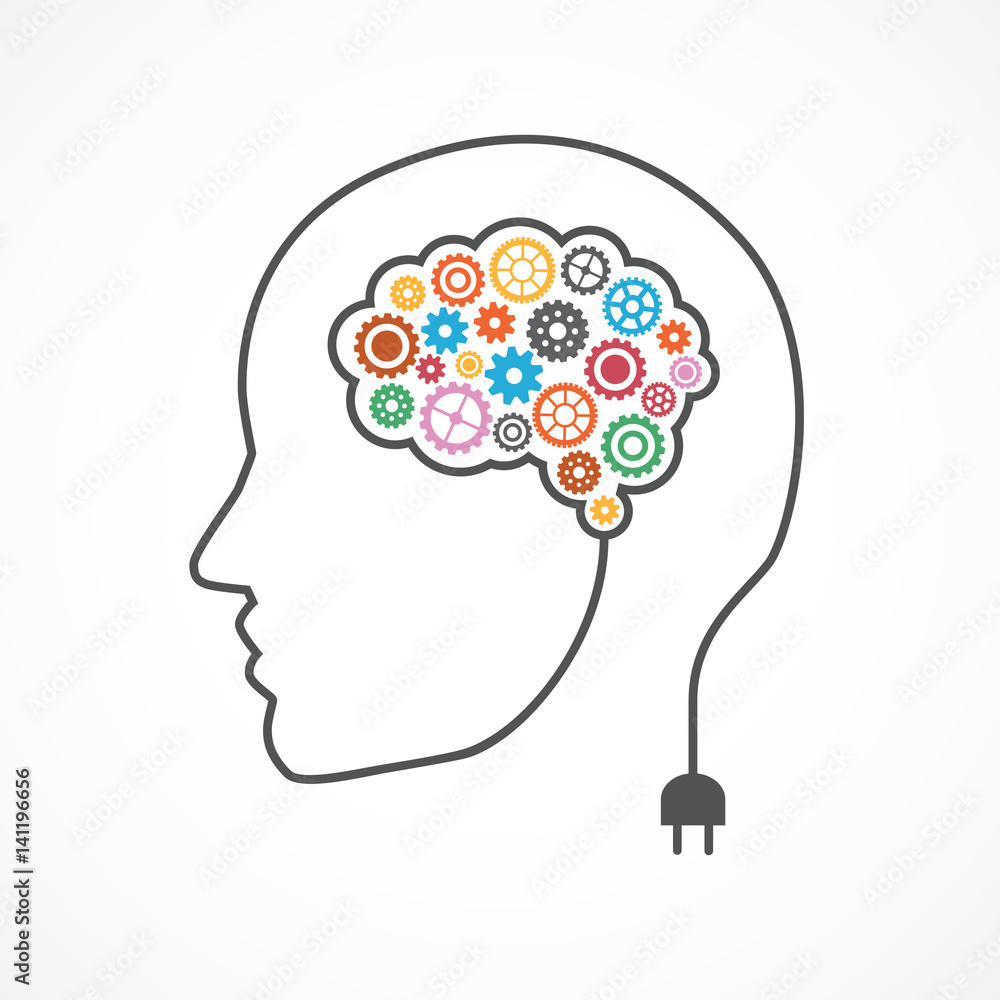 Strategic thinking and planning concept with head line and brain with ...