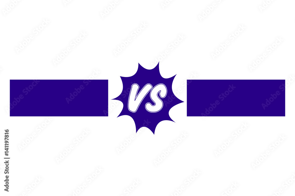 Simple dark blue versus logo with a pop up background and blank ...
