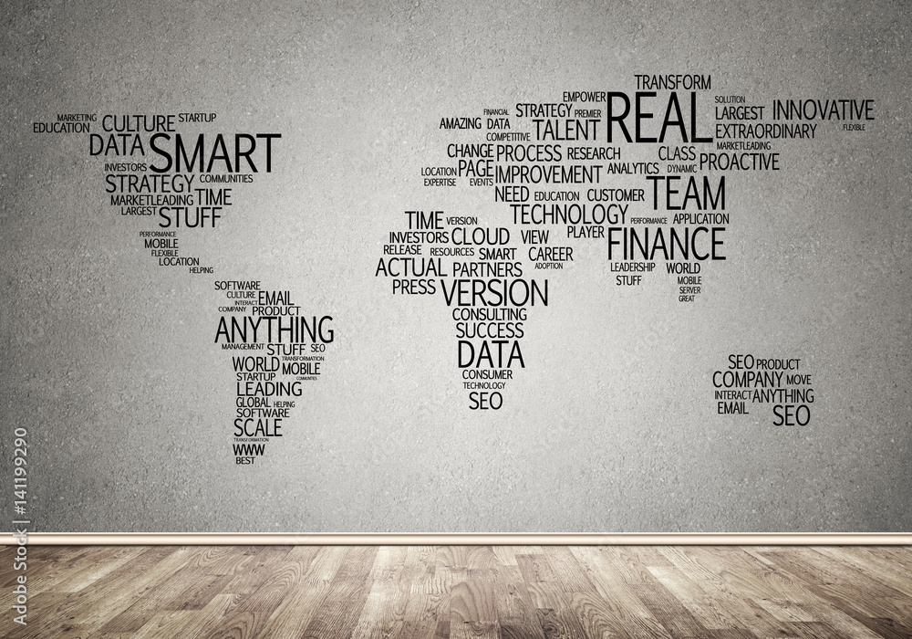 World map in typography Stock Photo | Adobe Stock