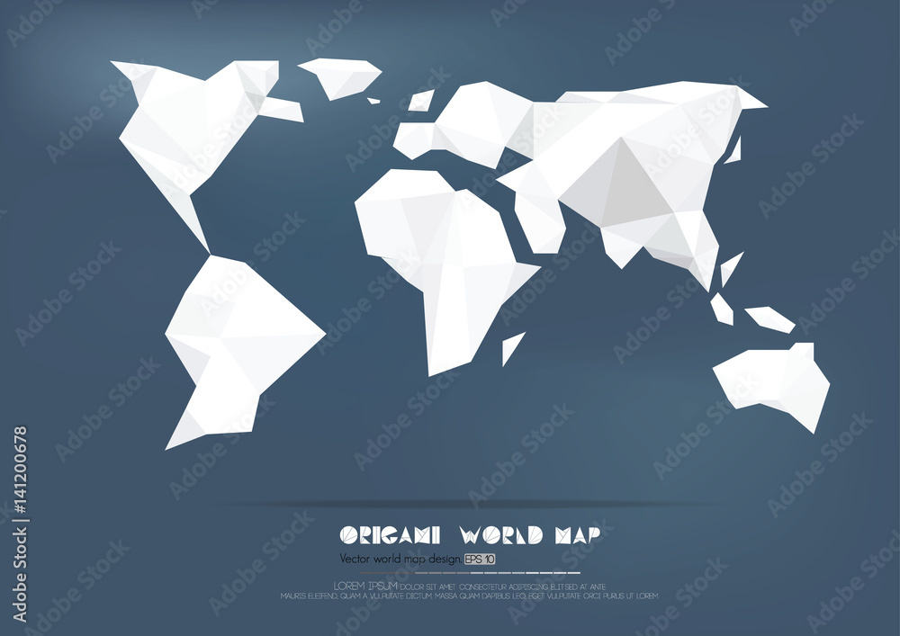 Origami World Map paper collection., vector illustration Stock Vector ...
