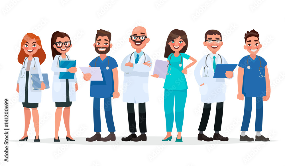 Doctors. Team of medical workers on a white background. Hospital staff ...