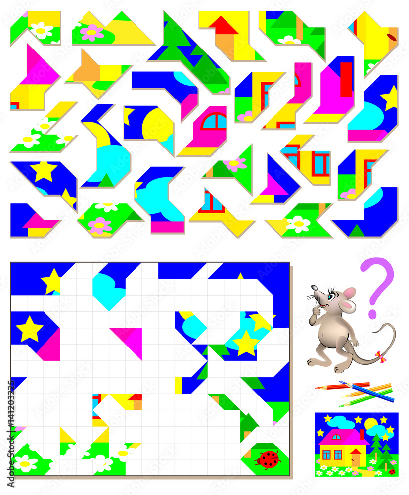 Logic puzzle game. Need to find the correct place for each detail and ...
