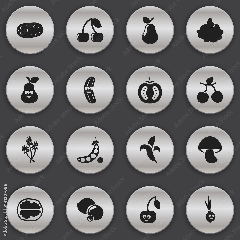 Set Of 16 Editable Cookware Icons. Includes Symbols Such As Berry, Half ...
