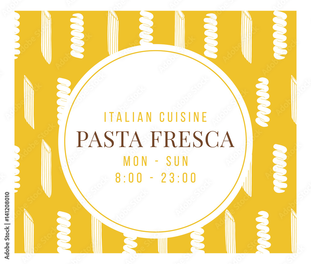 Pasta restaurant design with pasta background. Vector food template ...
