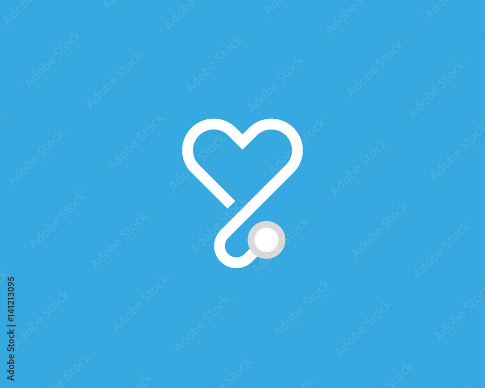 Heart stethoscope vector logotype. Linear medical logo design. Stock ...