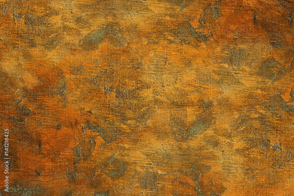 Oil painting on canvas vintage orange brown abstract background with ...