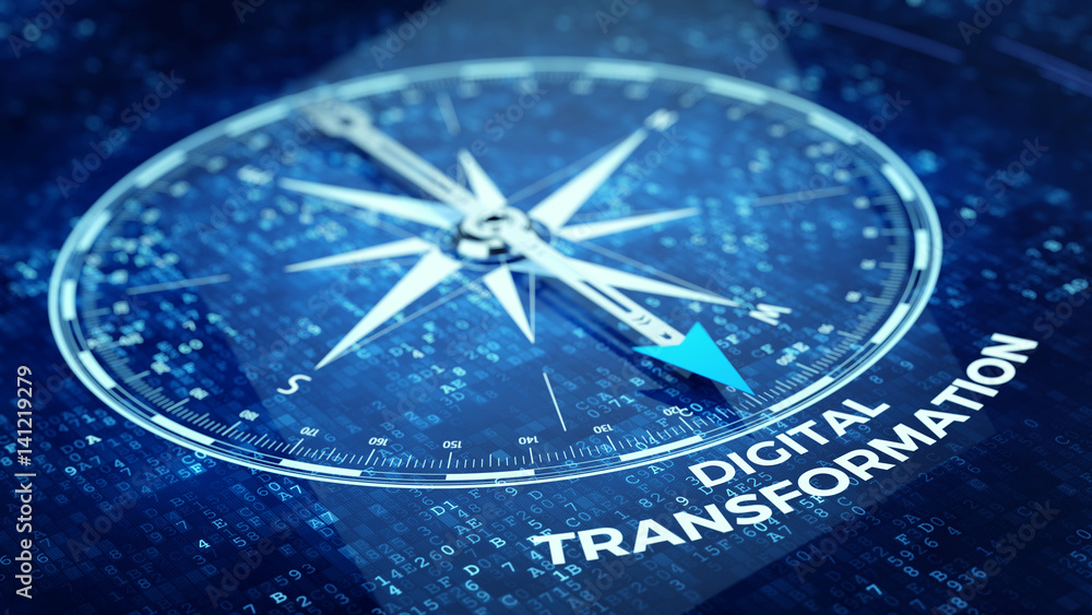 Digital Transformation concept - Compass needle pointing Digital ...