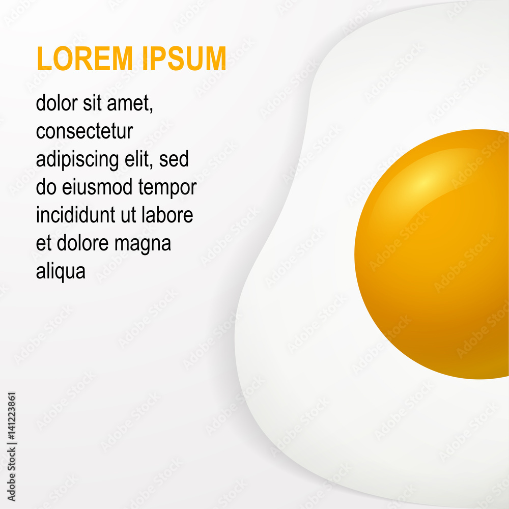 Fried egg Vector illustration Poster template with a realistic image of ...