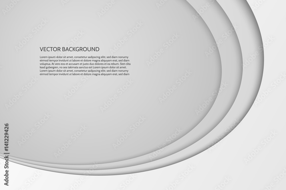 Vector modern simple oval gray and white background with paper effect ...