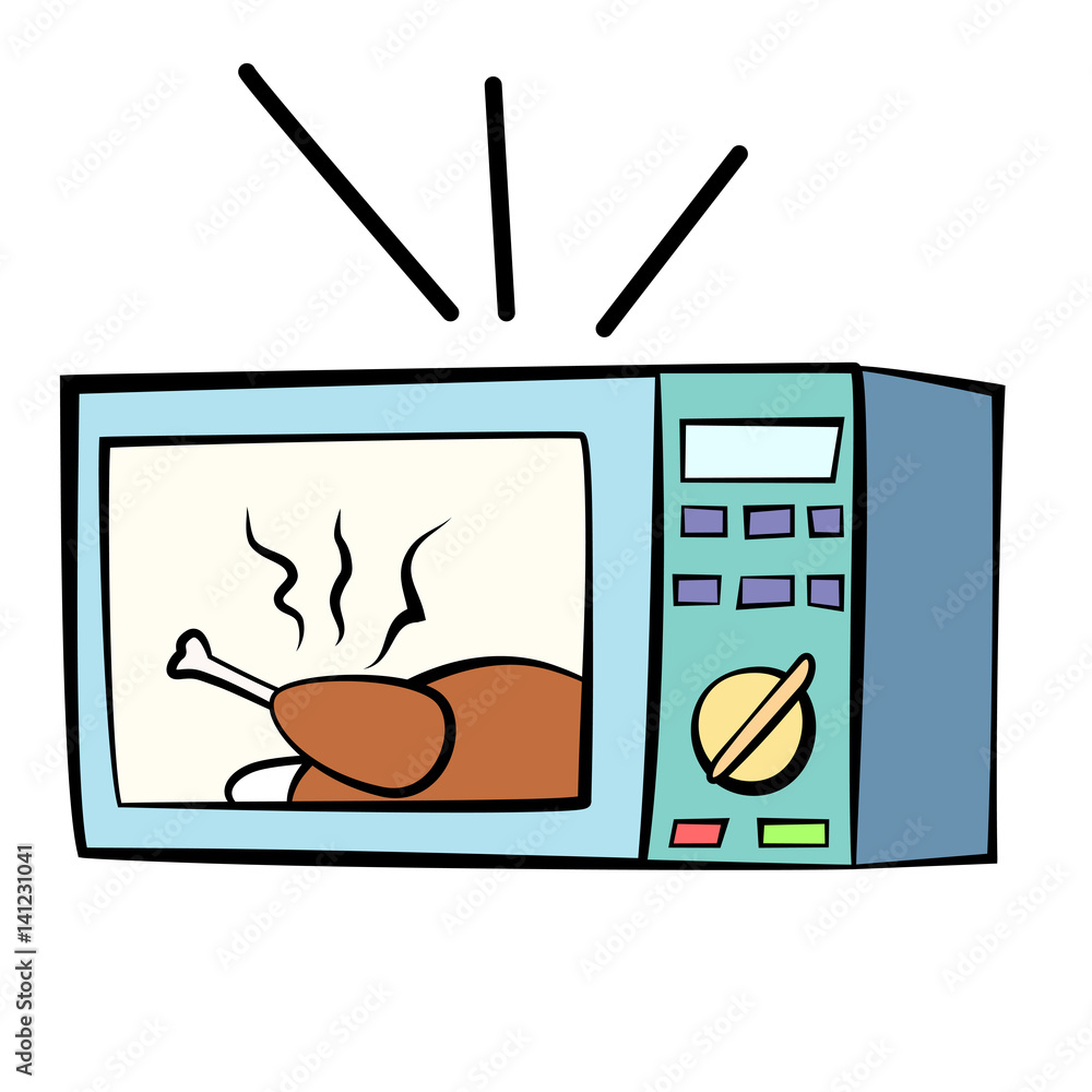 Cartoon style drawing of a microwave oven Stock Vector | Adobe Stock