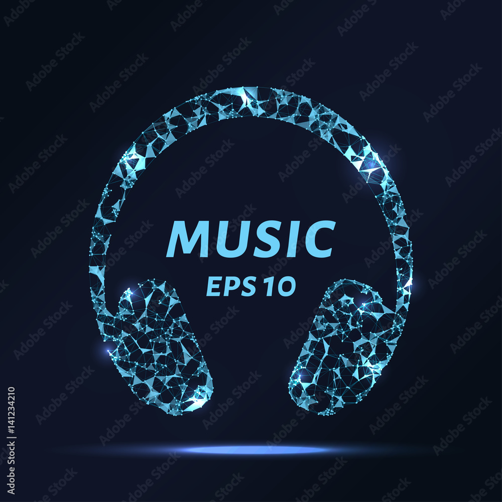 Headphones consists of points, lines and triangles. The polygon shape ...