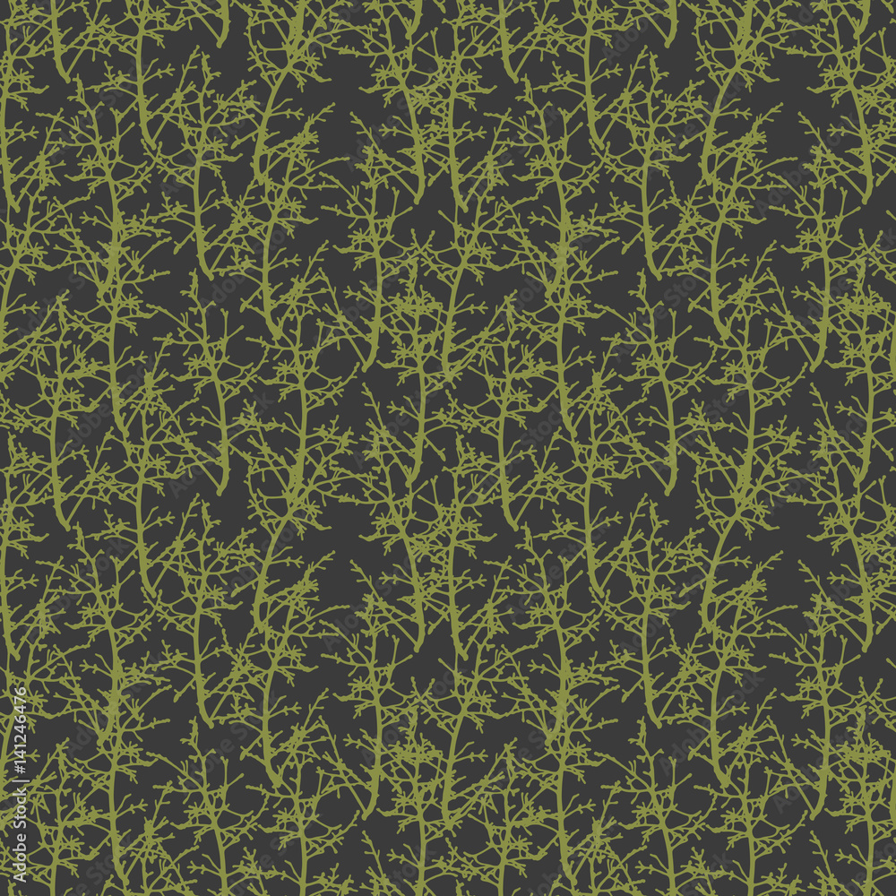 Vector seamless pattern with bare tree branches outlines. Realistic ...