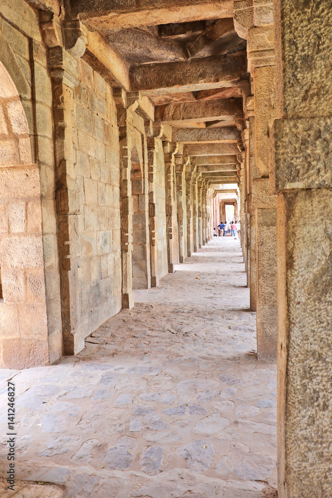 Long pillared corridor at Qutub Minar complex in Delhi is also famous ...