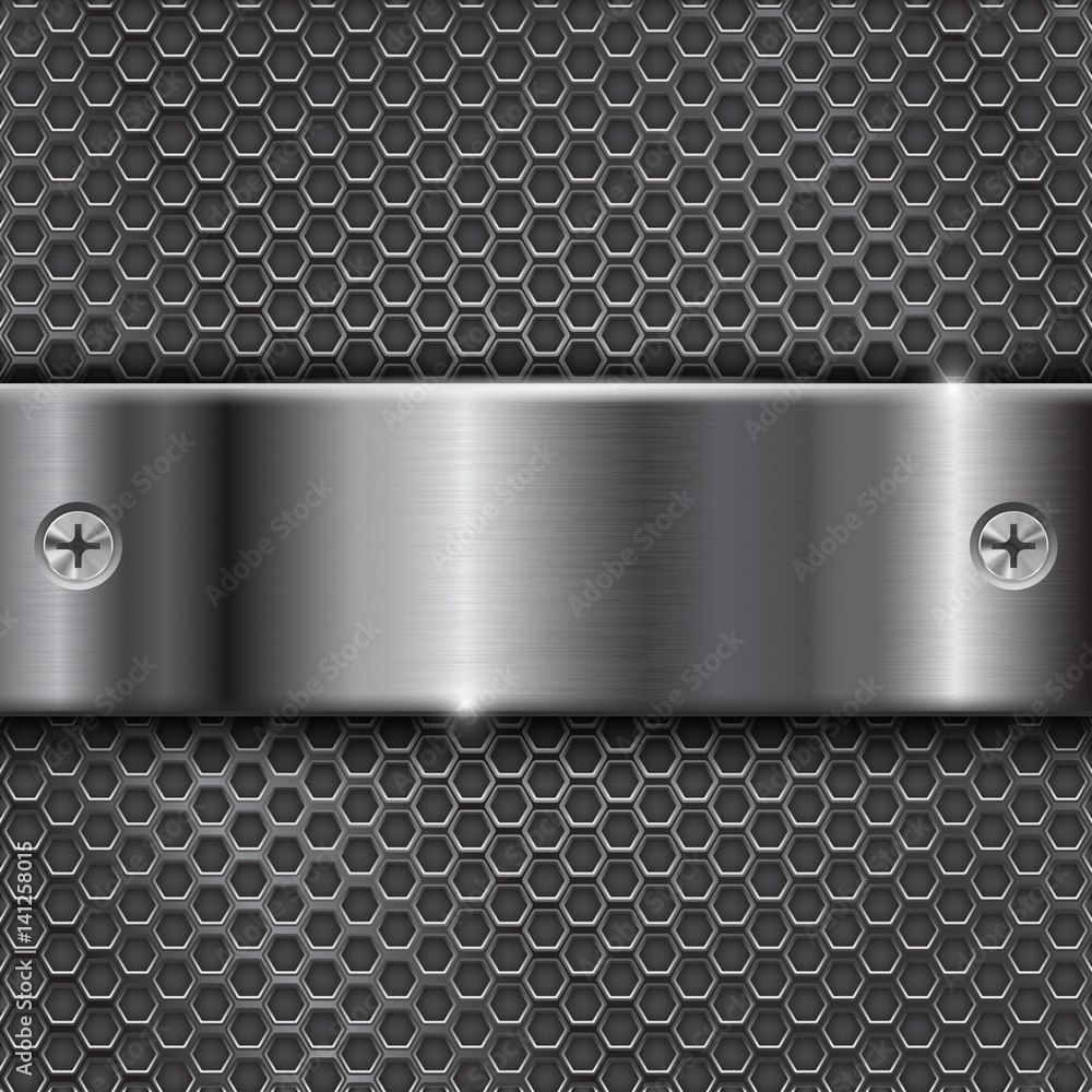 Metal perforated background with stainless steel plate Stock ...